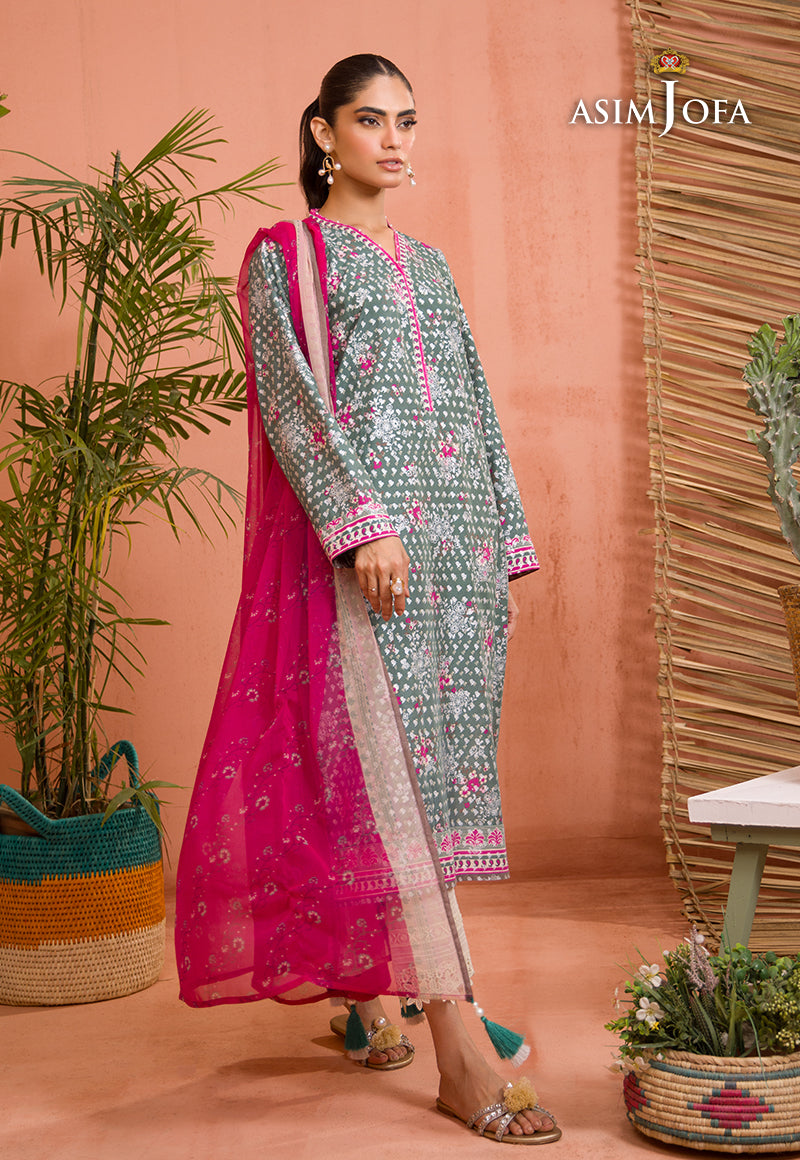 AJGR-07 PRINTED COTTON SILK STITCHED 2 PCS – Asim Jofa UK