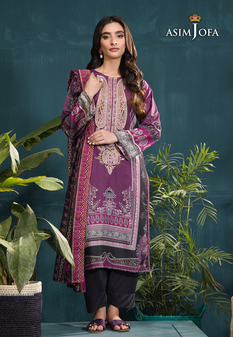 AJGR-16 EMBROIDERED SWISS LAWN STITCHED 3 PCS – Asim Jofa UK