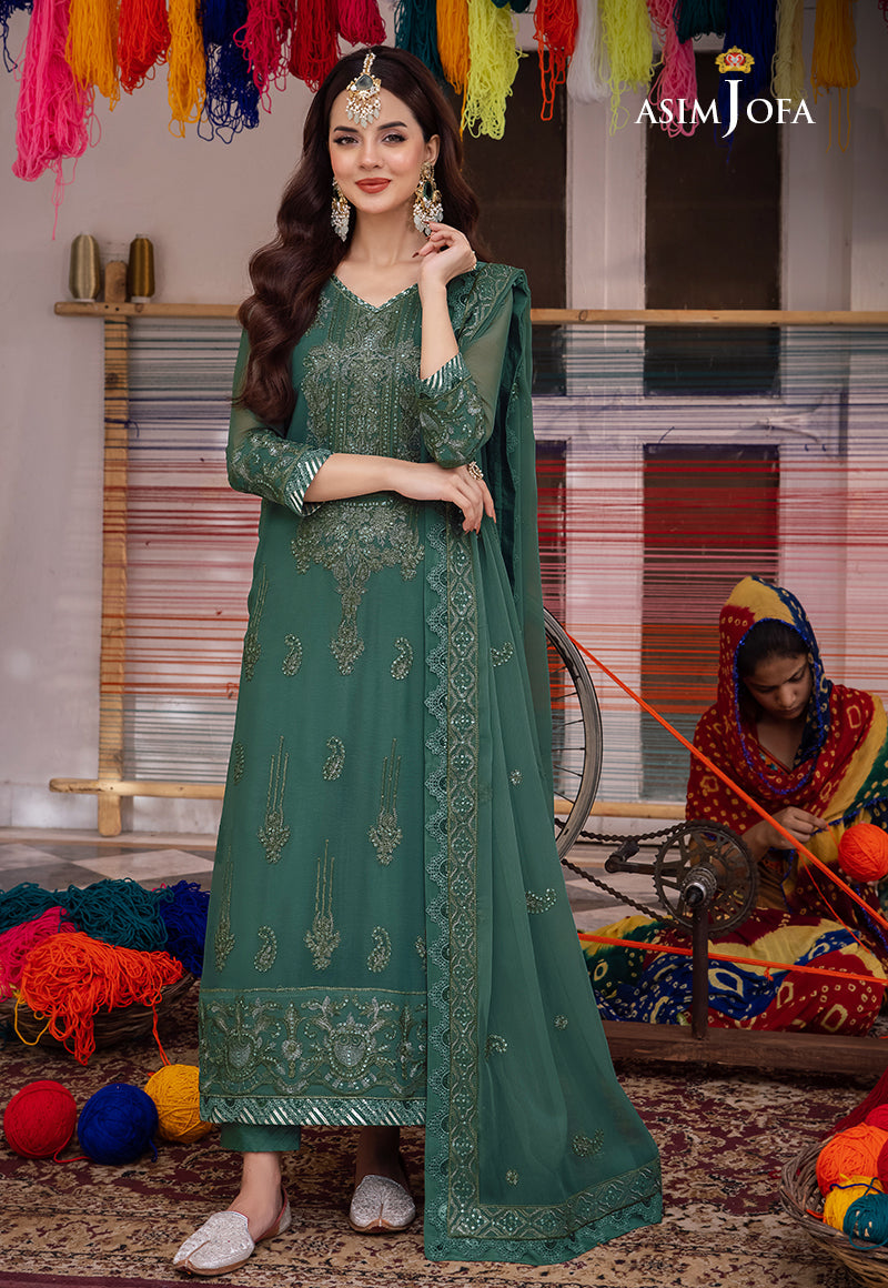 AJAB-23 EMBROIDERED CHIFFON 3 PCS – Asim Jofa UK